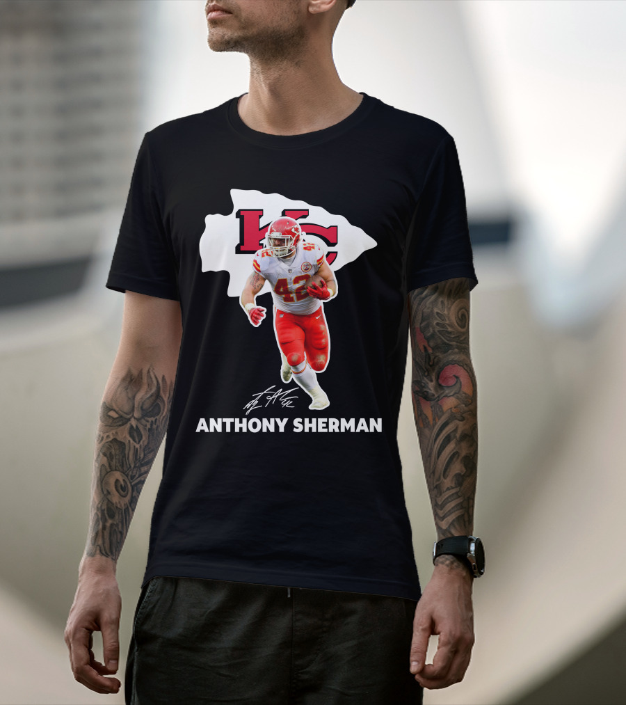 ANTHONY SHERMAN KANSAS CITY CHIEFS 42 FOOTBALL PLAYER IMAGE T-Shirt