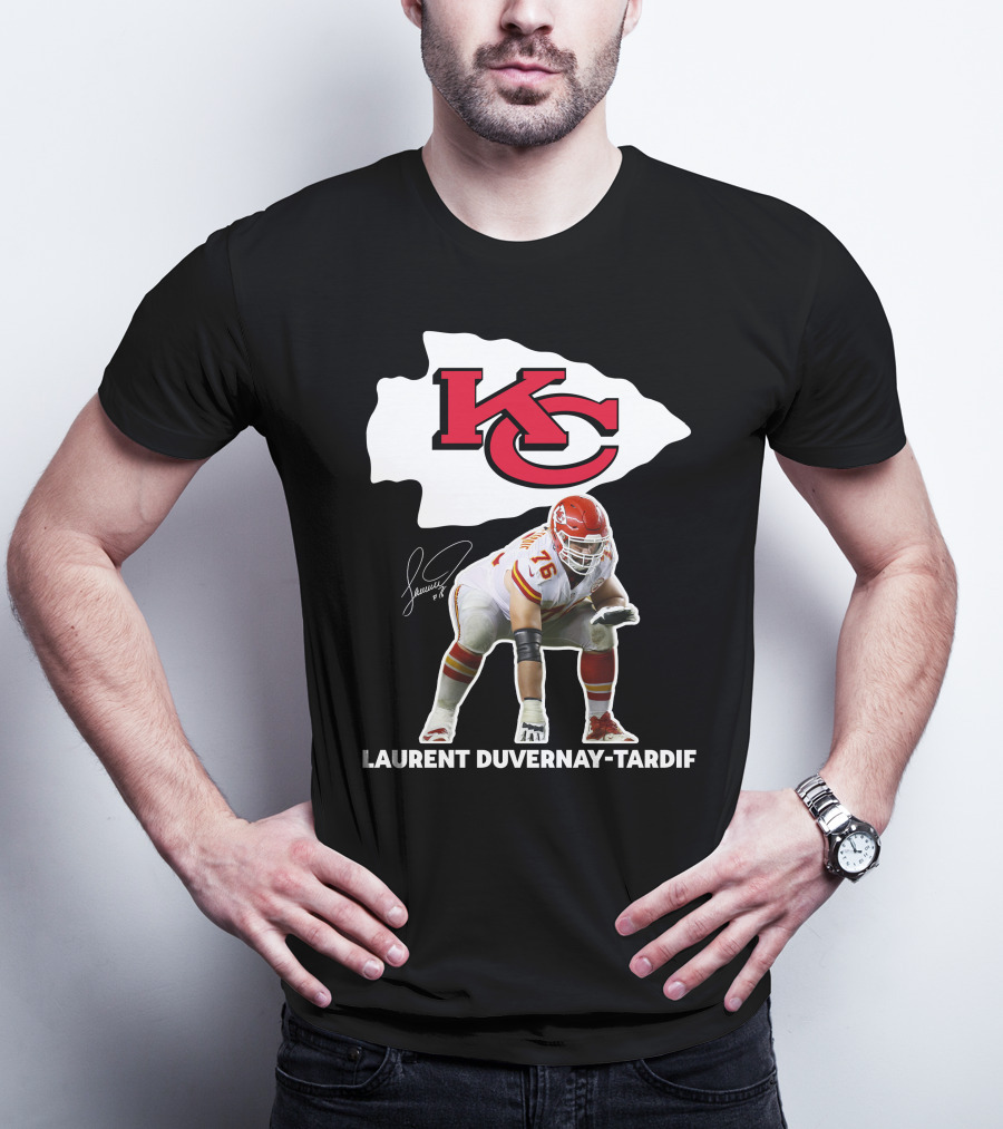 LAURENT DUVERNAY-TARDIF KC Football Player Signature Chiefs T-Shirt
