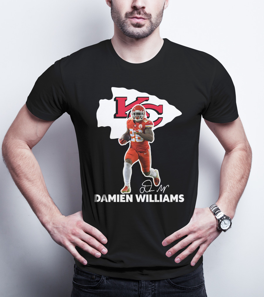 Kansas City Chiefs Damien Williams Football Player Action Signature T-Shirt