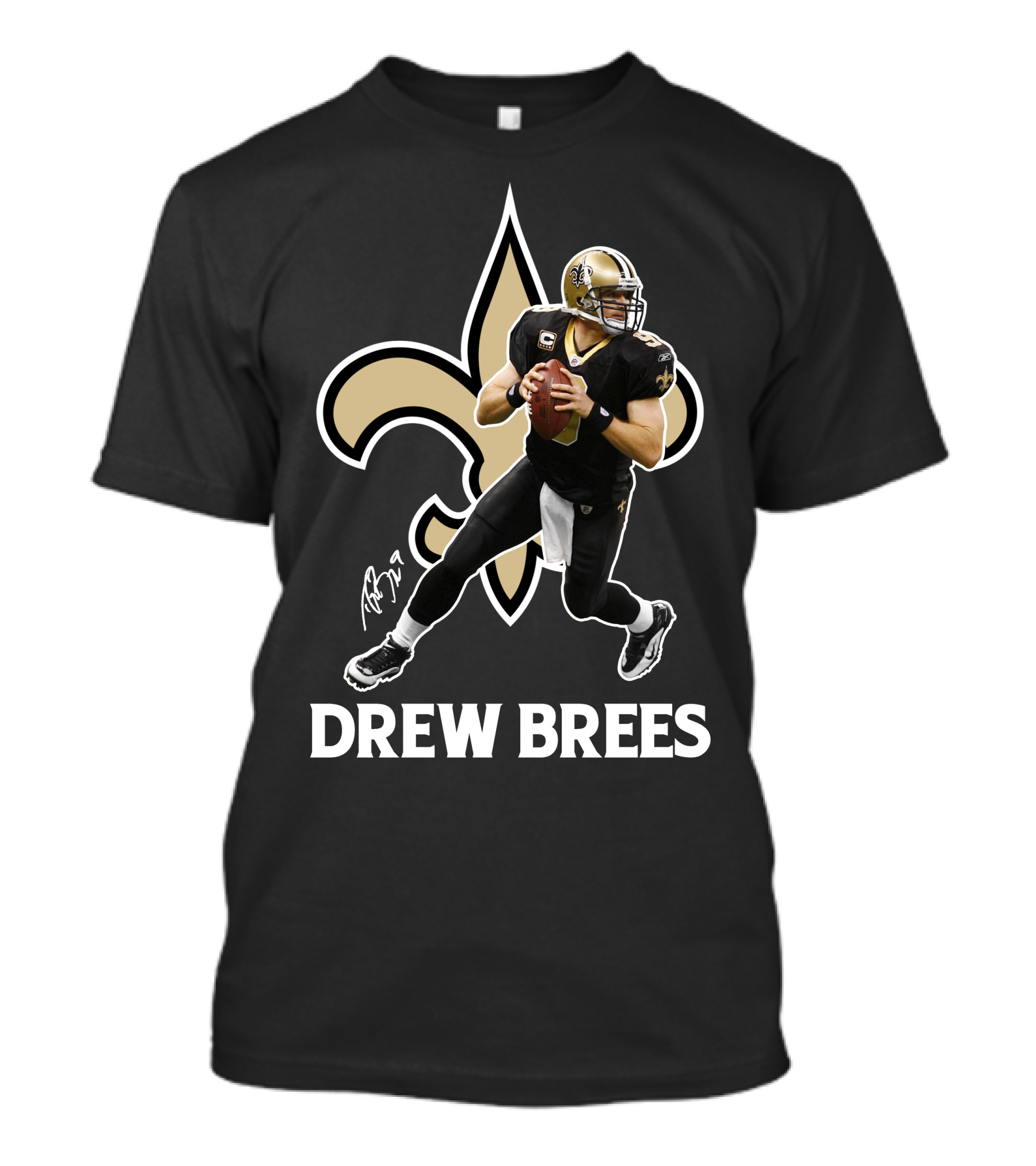 Drew Brees New Orleans Saints Quarterback NFL Football Fleur-de-lis T-Shirt