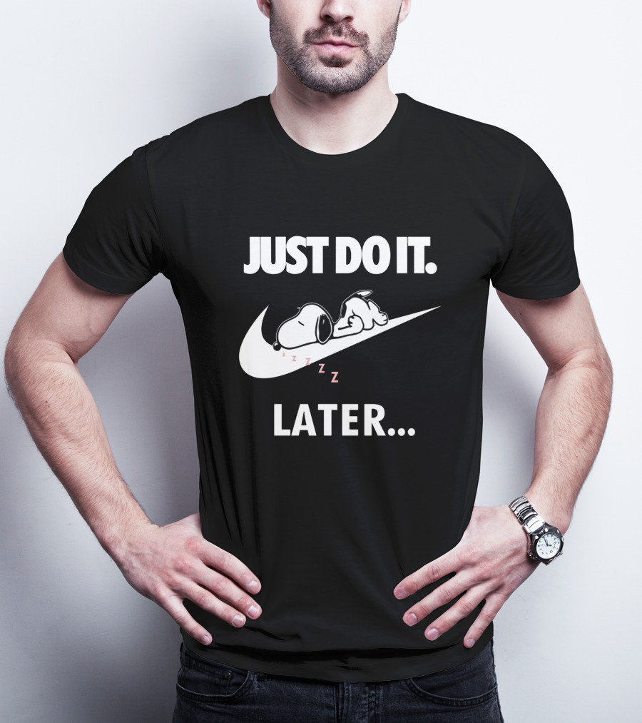 Snoopy Just Do It Later Nike Swoosh T-Shirt