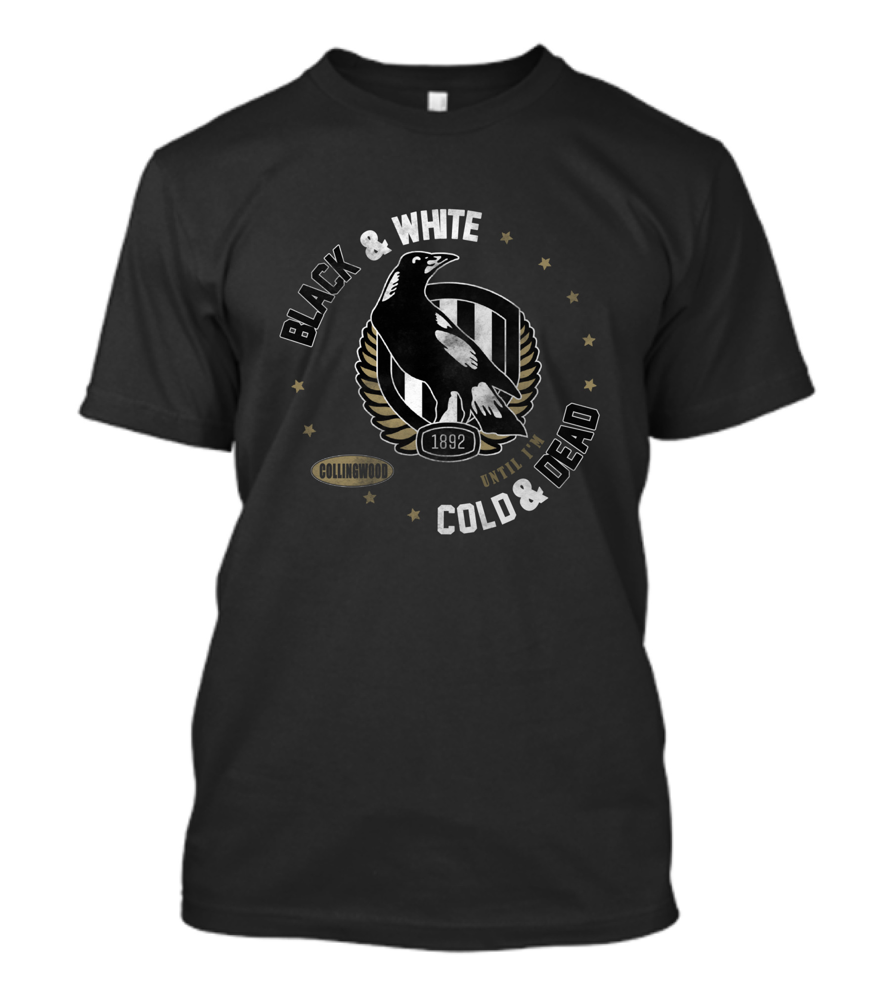 Collingwood Black & White Until I'm Cold & Dead 1892 T-Shirt