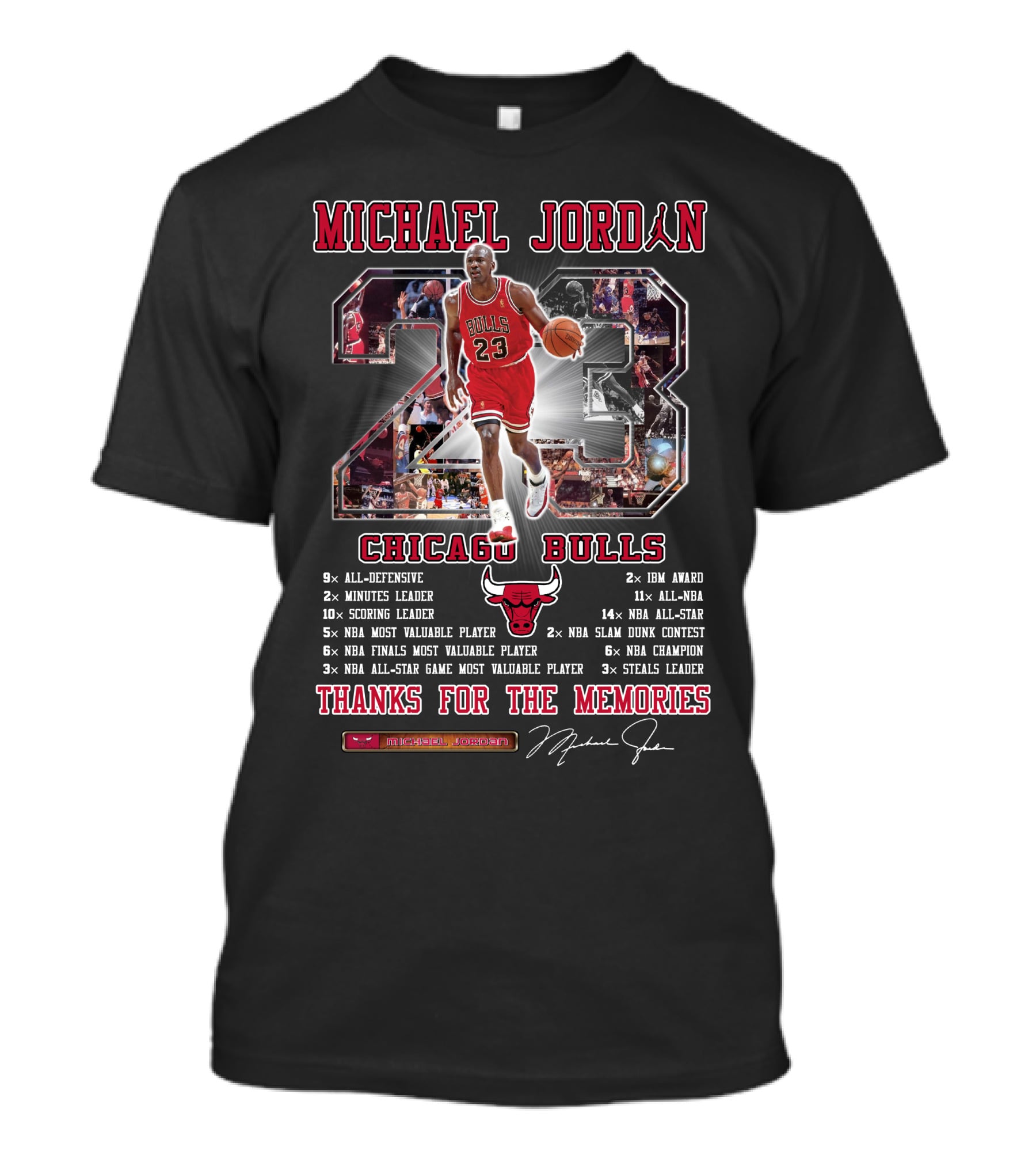 Michael Jordan Chicago Bulls 23 Achievements Thanks For The Memories T-Shirt