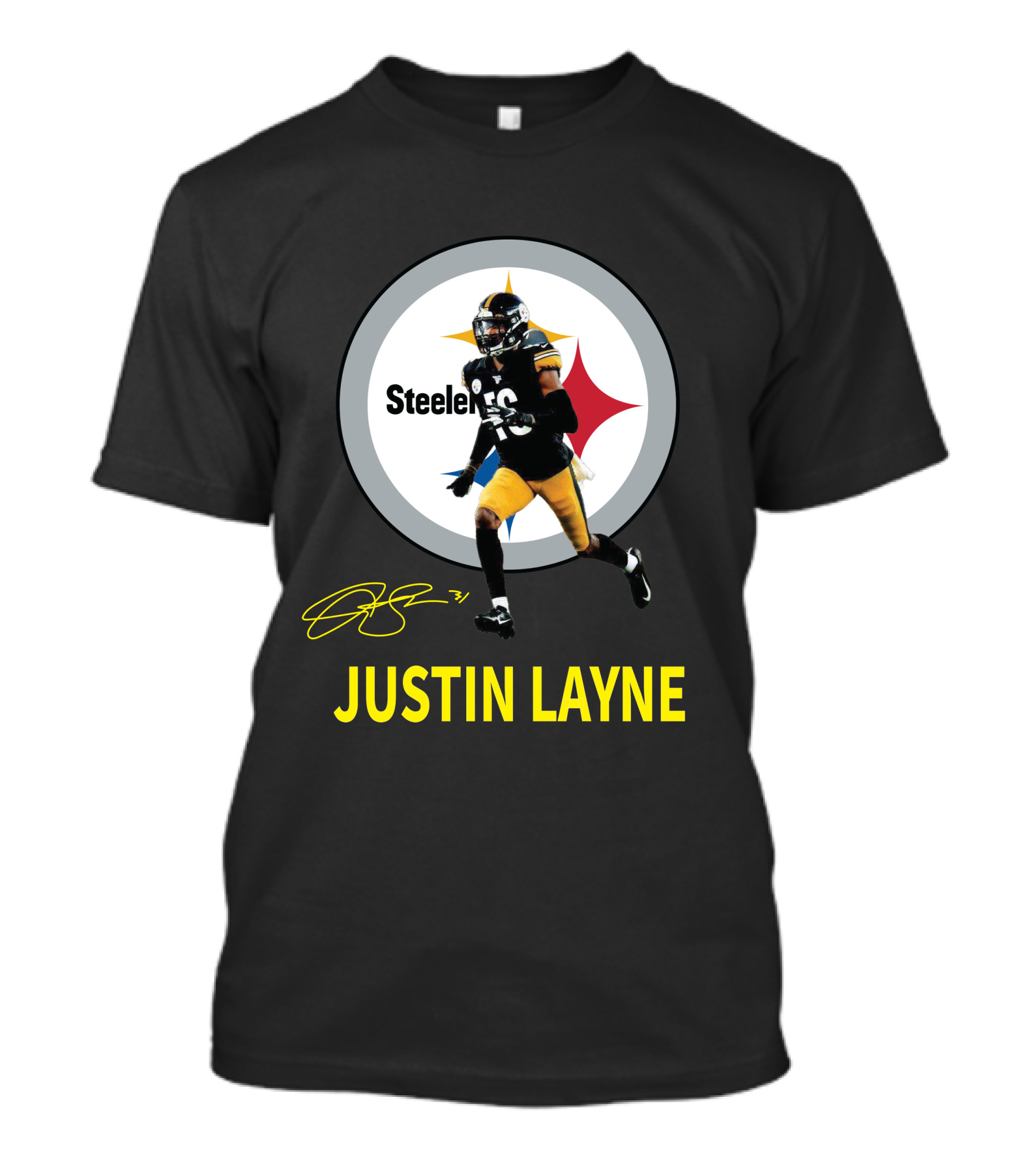 Steelers Justin Layne 31 Player Signature T-Shirt