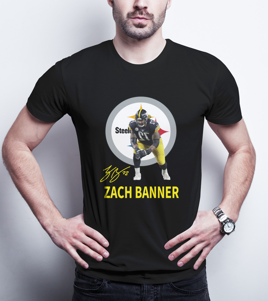 Steelers Zach Banner 72 Signature Pittsburgh Football T-Shirt