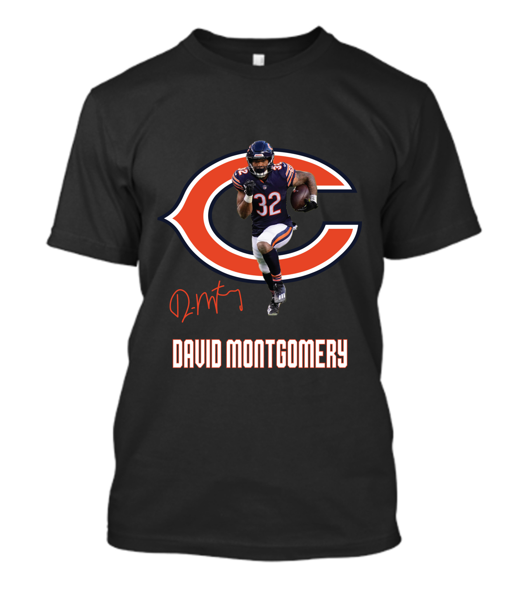 Chicago Bears 32 David Montgomery Signature T-Shirt