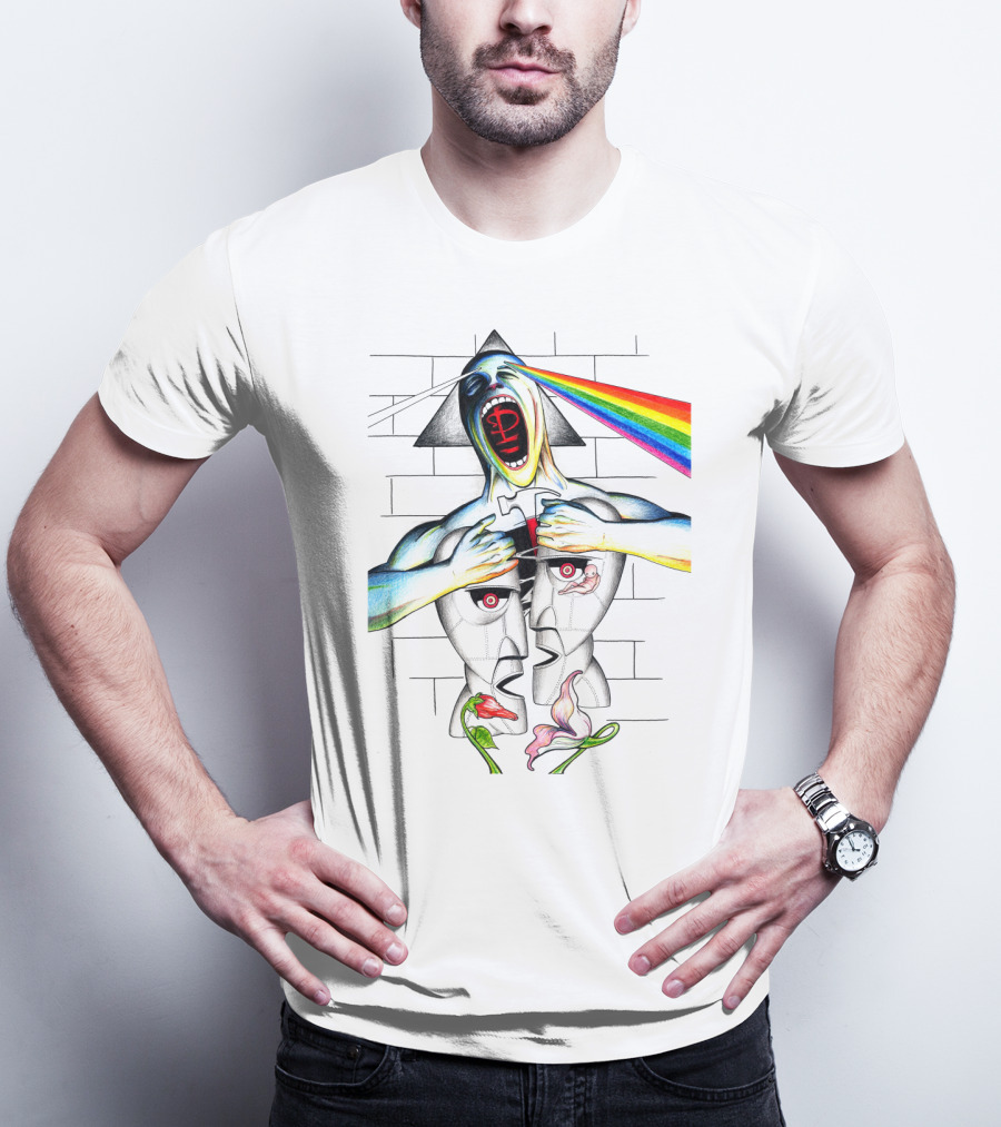 Pf The Wall With Prism And Rainbow Light Spectrum T-Shirt