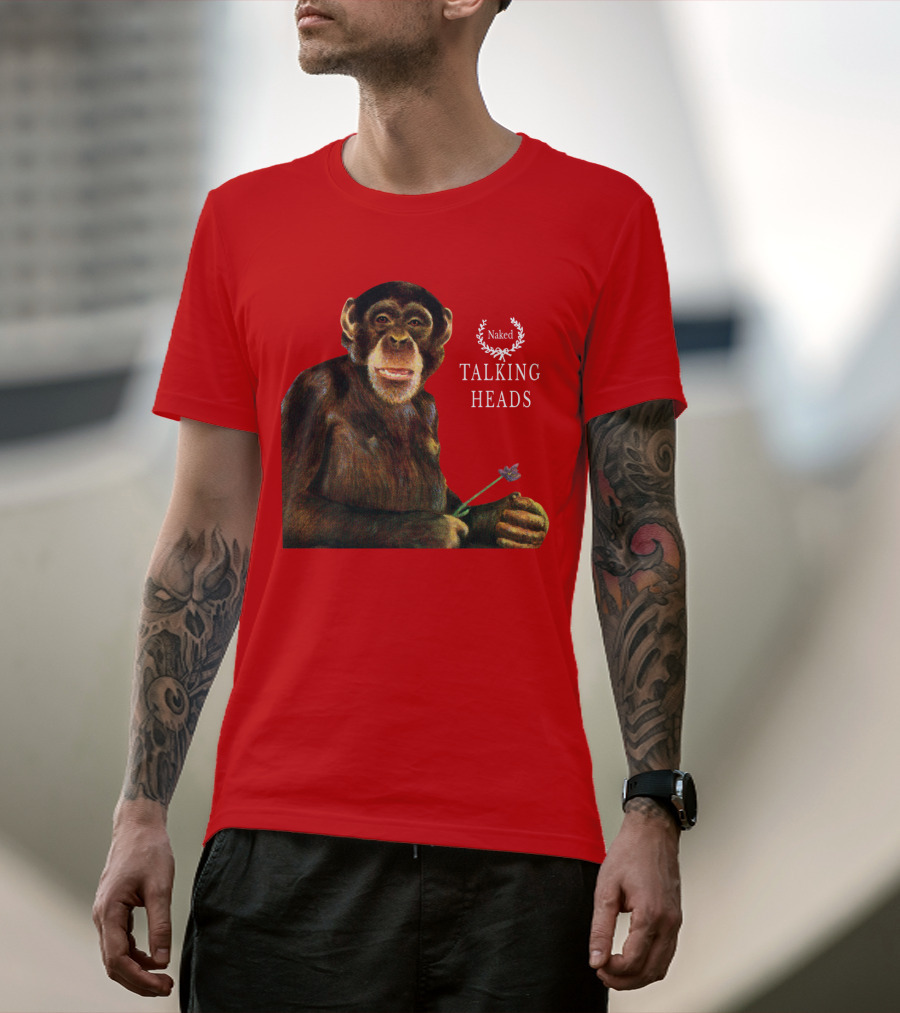 Naked Talking Heads Nothing But Flowers Monkey Holding Flower T-Shirt