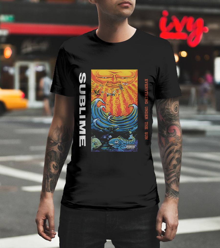 Sublime Everything Under The Sun Waves And Fish Artwork T-Shirt