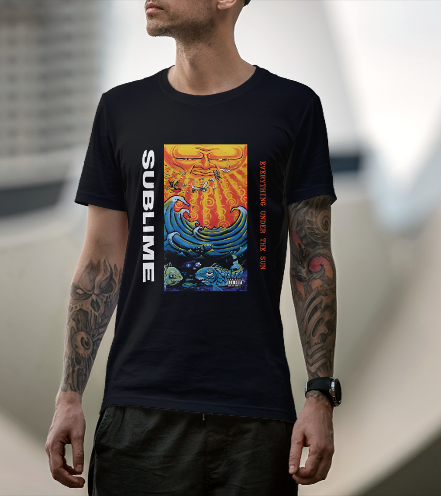 Sublime Everything Under The Sun Waves And Fish Artwork T-Shirt