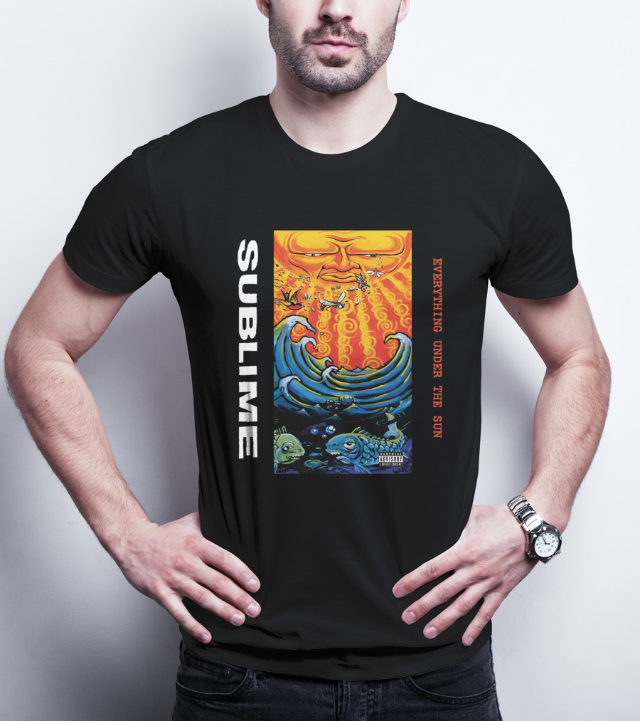 Sublime Everything Under The Sun Waves And Fish Artwork T-Shirt