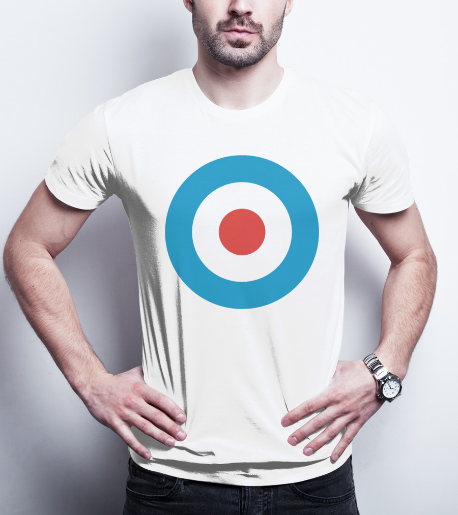 Mod Target Symbol Design With Red Circle Blue Outer Ring T-Shirt
