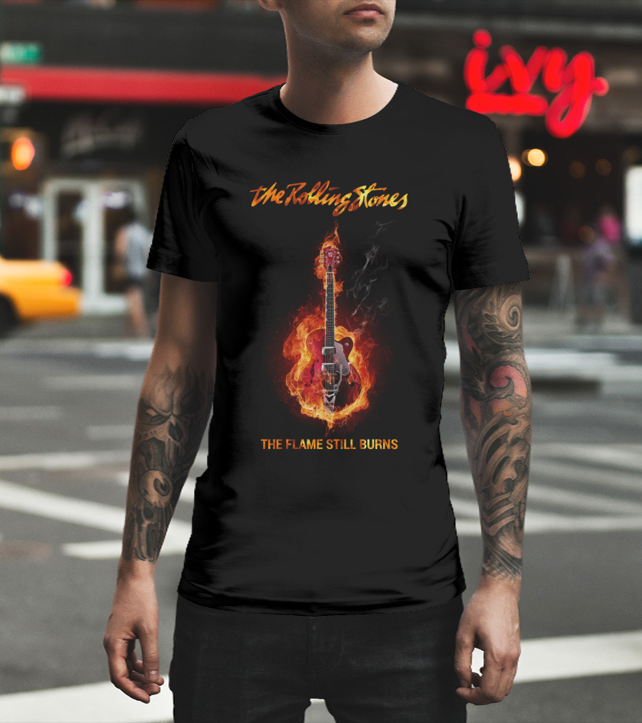 The Rolling Stones The Flame Still Burns Fiery Guitar T-Shirt