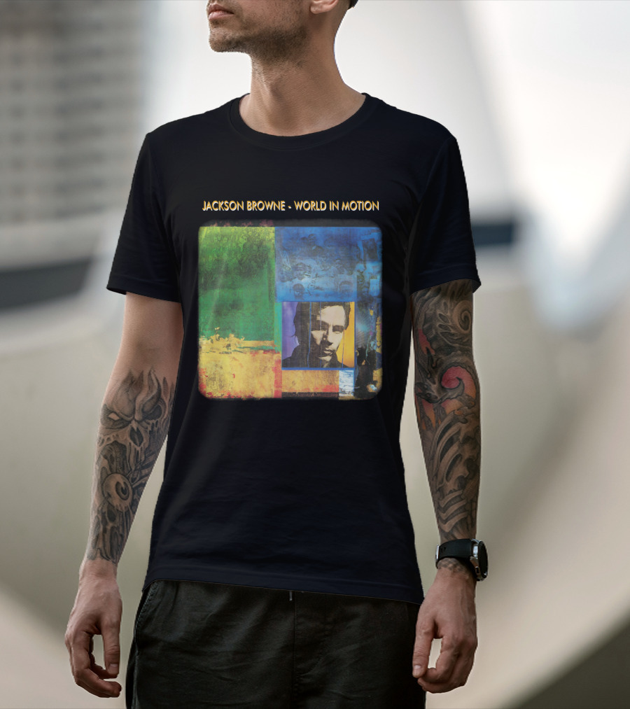 Jackson Browne World In Motion Album Cover Collage T-Shirt
