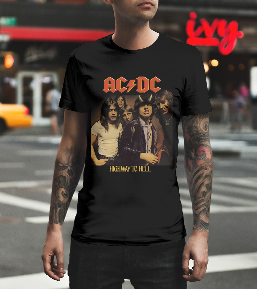 Ac/Dc Highway To Hell Band Members Classic Album Cover T-Shirt