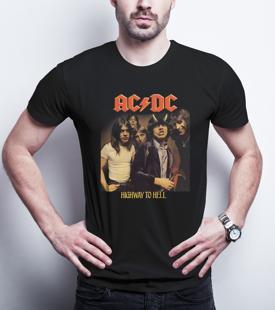 Ac/Dc Highway To Hell Band Members Classic Album Cover T-Shirt