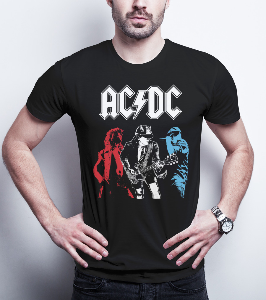 Acdc Angus Young Guitarist Silhouettes Rock Performance T-Shirt