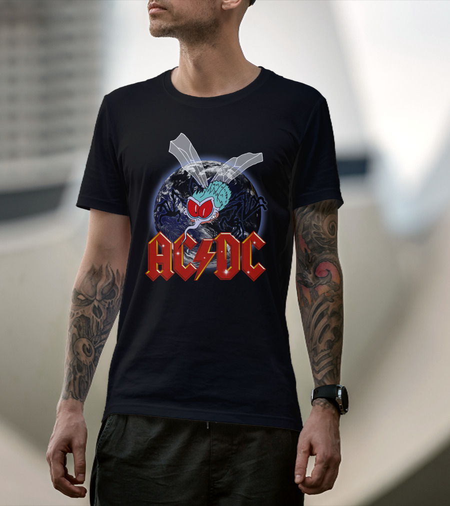 Acdc Space Fly Earth Lightning Bolt T-Shirt