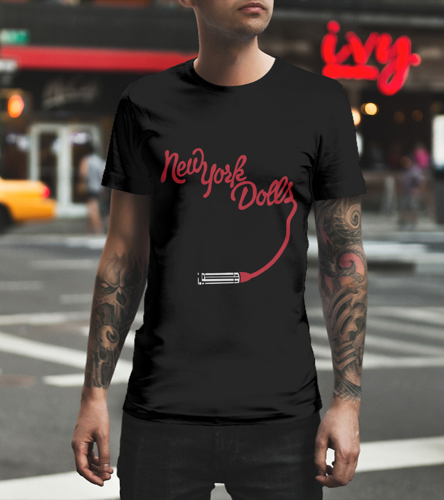 New York Dolls Lipstick Script T-Shirt