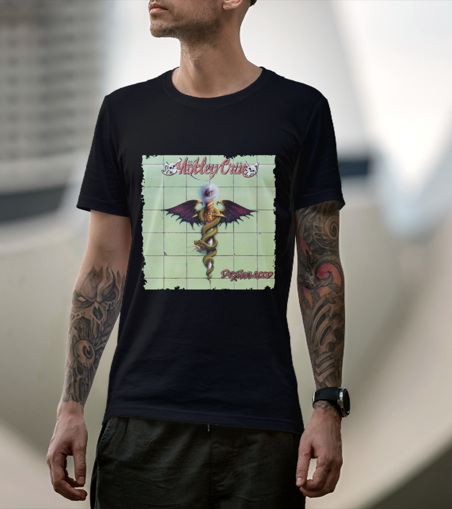 Mötley Crüe Dr. Feelgood Winged Caduceus Snake T-Shirt