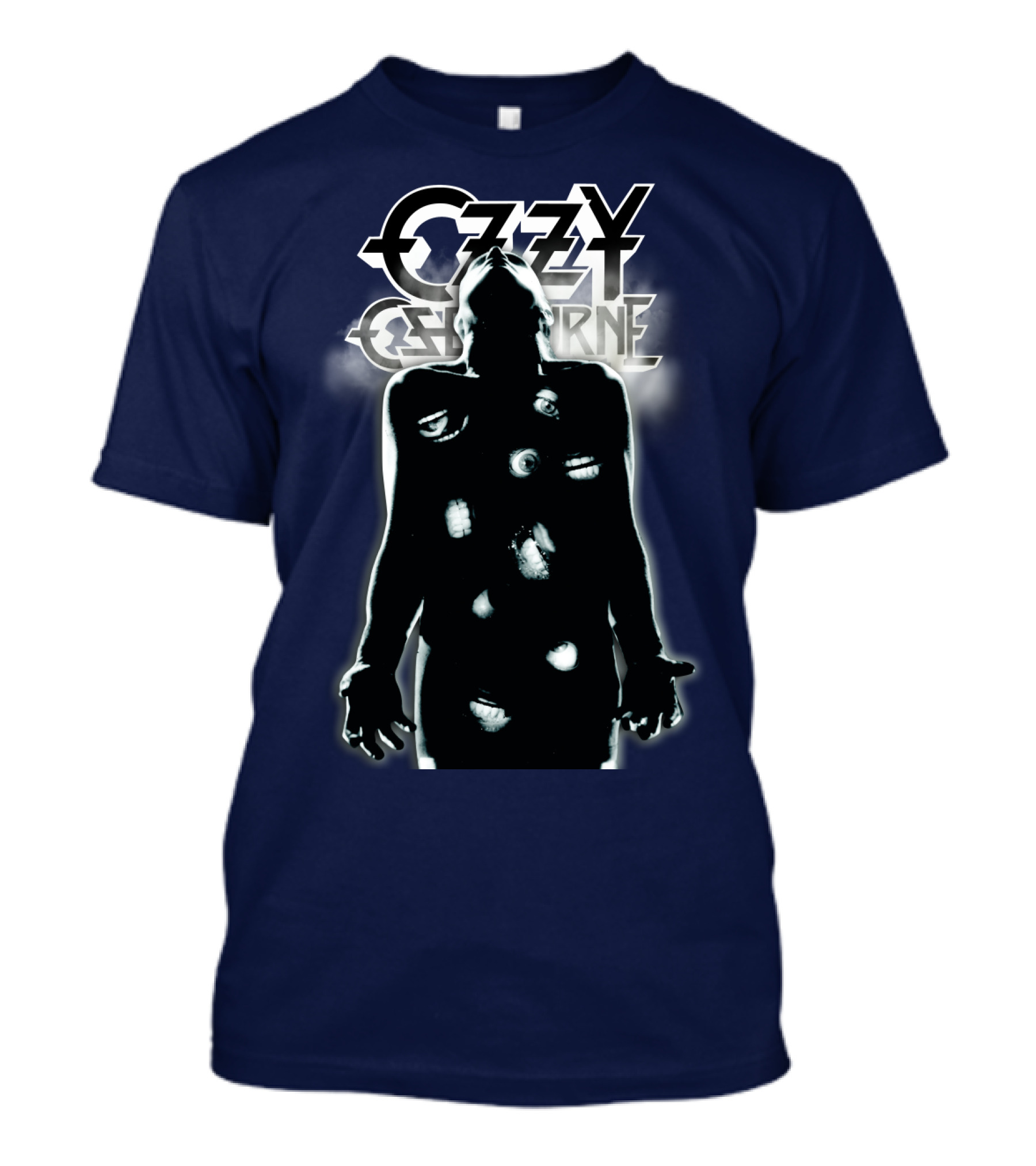 Ozzy Osbourne Black Silhouette With Logos And Light Effects T-Shirt