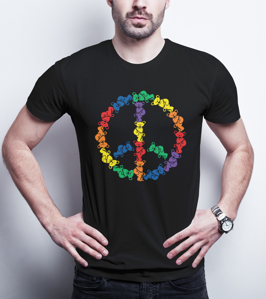 Grateful Dead Rainbow Dancing Bears Peace Sign T-Shirt
