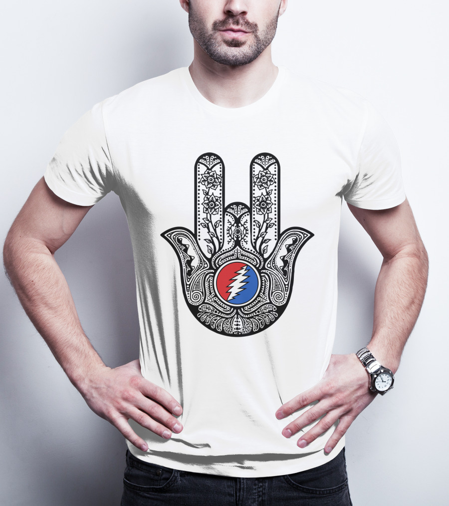 Grateful Dead Steal Your Face Hamsa Hand Art T-Shirt