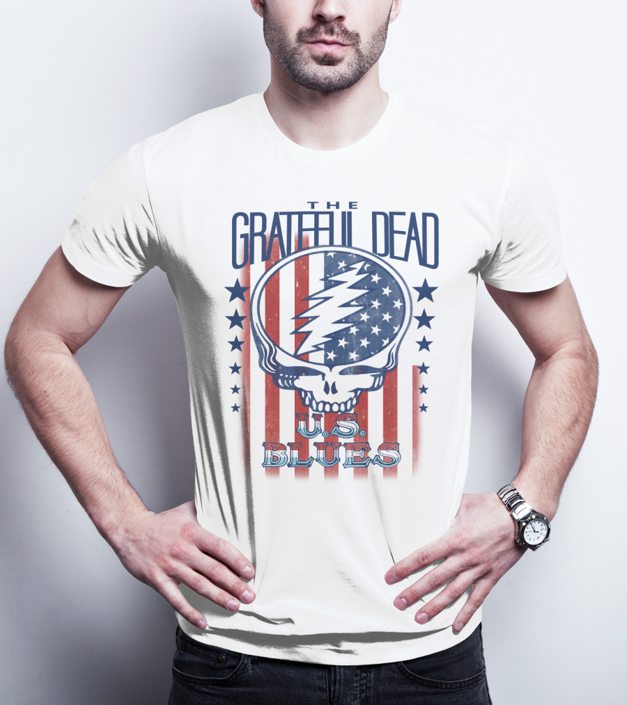 The Grateful Dead U.s. Blues Skull Lightning Bolt Stars And Stripes T-Shirt