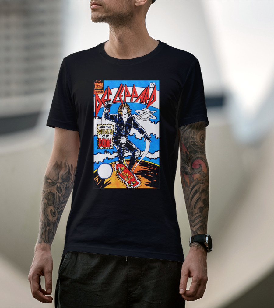Def Leppard And The Women Of Doom Comic Style Artwork T-Shirt