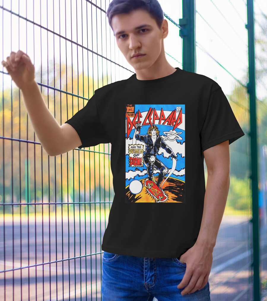 Def Leppard And The Women Of Doom Comic Style Artwork T-Shirt