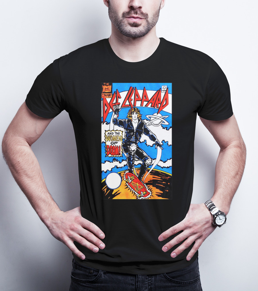 Def Leppard And The Women Of Doom Comic Style Artwork T-Shirt