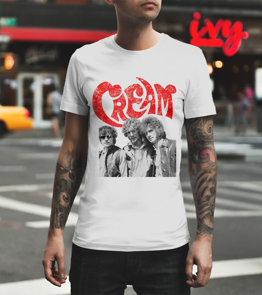 Cream Retro Band Photo Red T-Shirt
