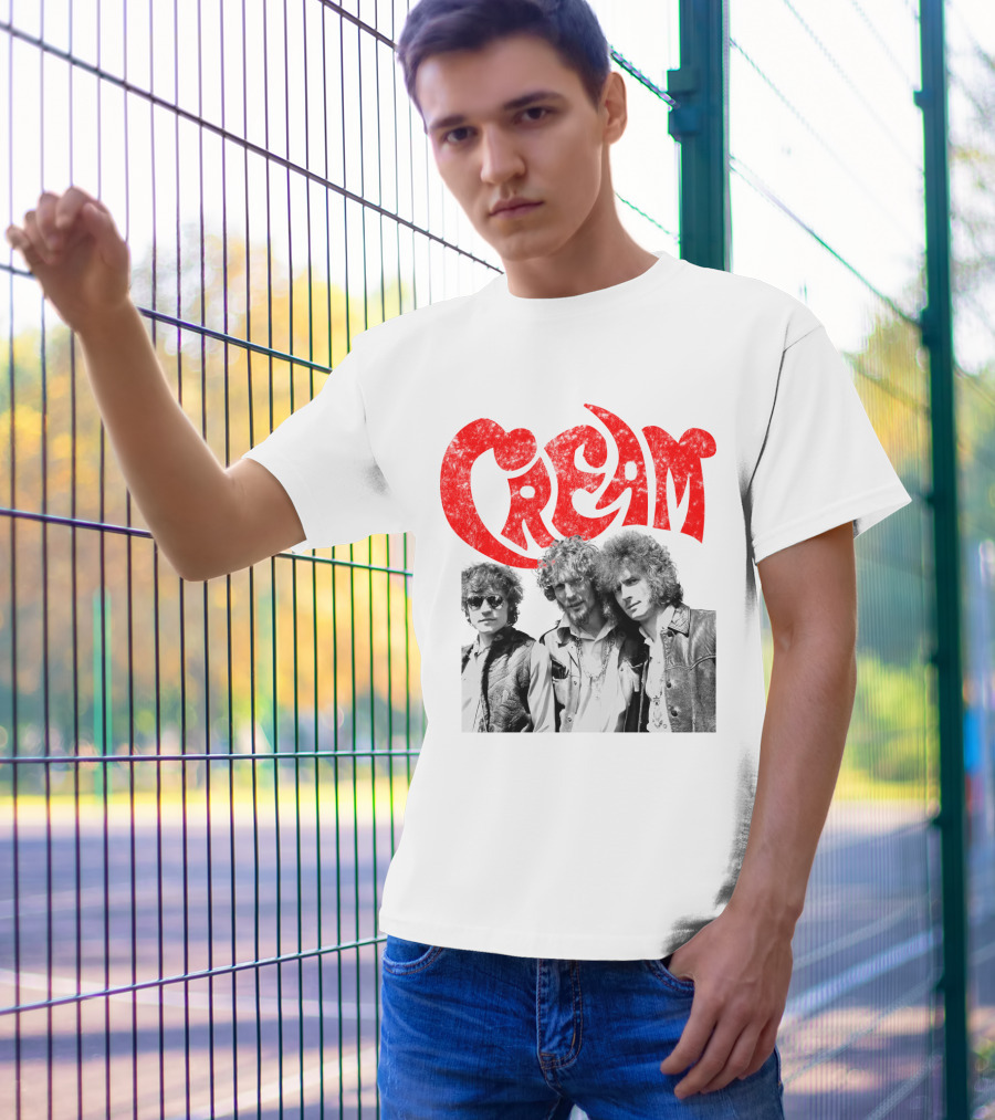 Cream Retro Band Photo Red T-Shirt