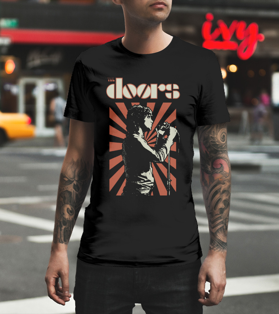 The Doors Vintage Concert Style Design With Singer And Microphone T-Shirt