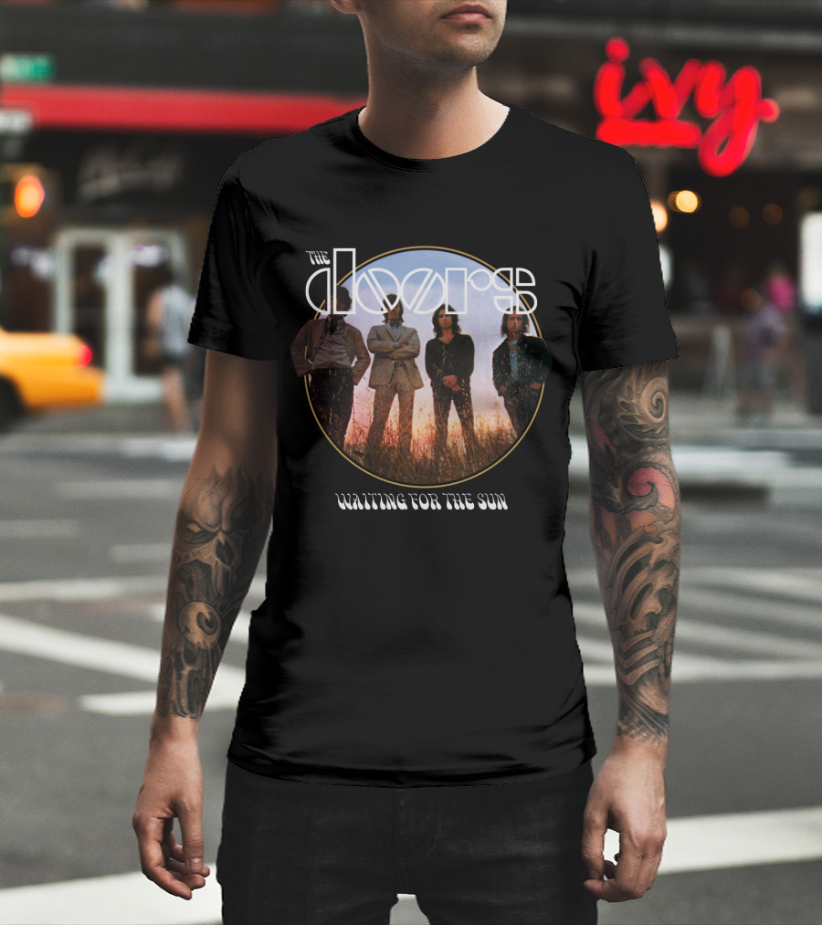 The Doors Waiting For The Sun Album Cover Vintage Style T-Shirt