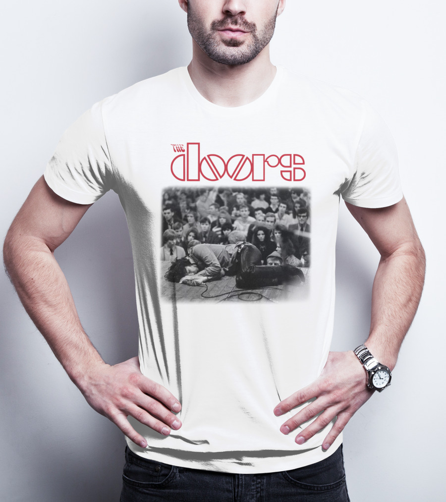 The Doors Vintage Concert Photography Black And White Crowd Scene T-Shirt