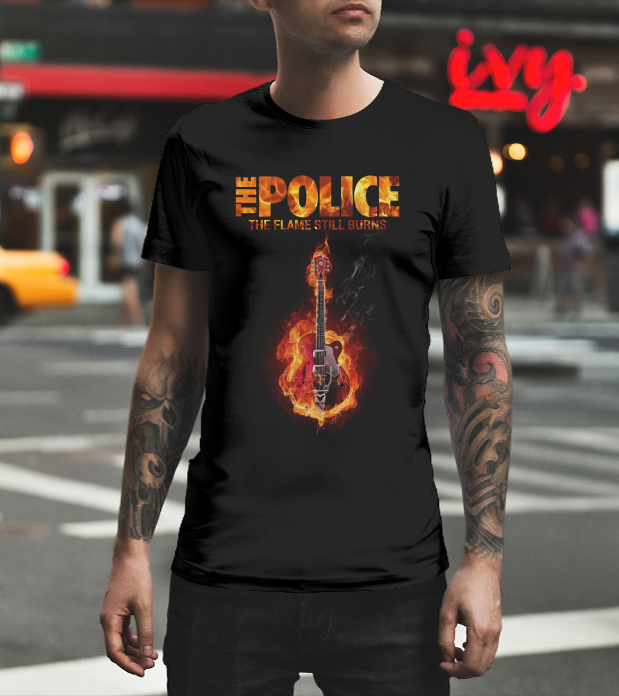 The Police The Flame Still Burns Guitar Fire T-Shirt