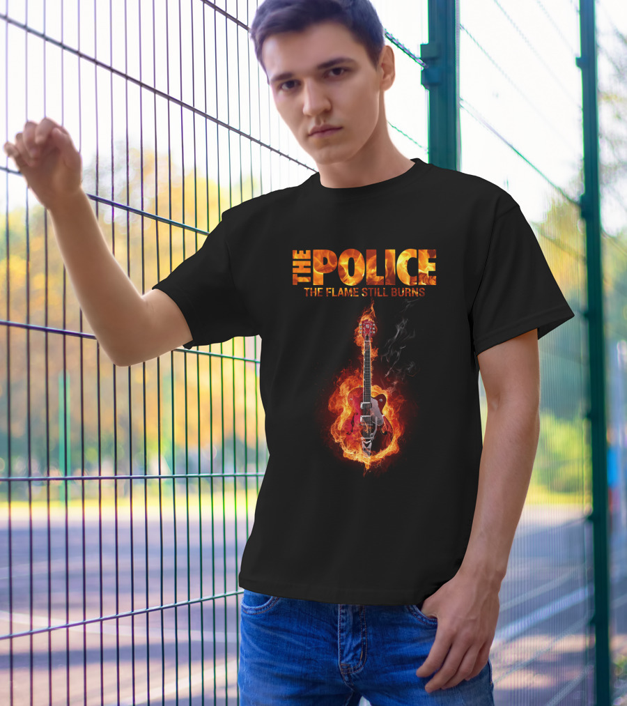 The Police The Flame Still Burns Guitar Fire T-Shirt