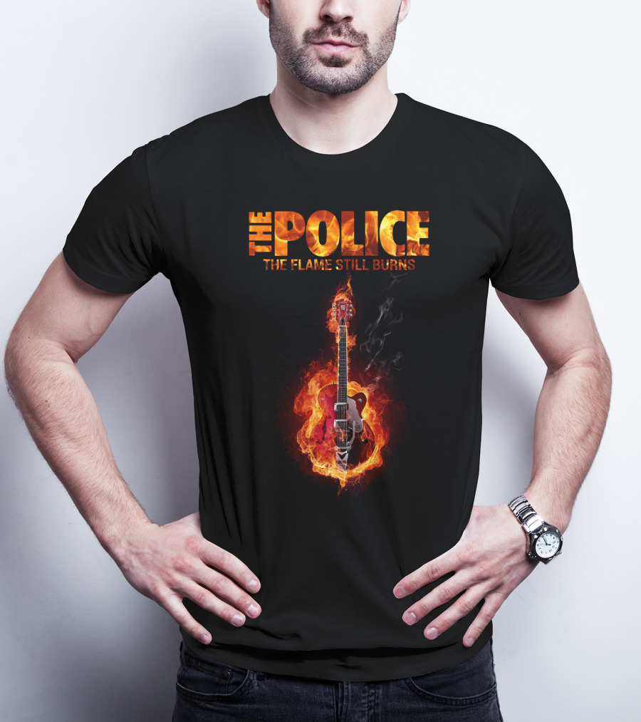 The Police The Flame Still Burns Guitar Fire T-Shirt