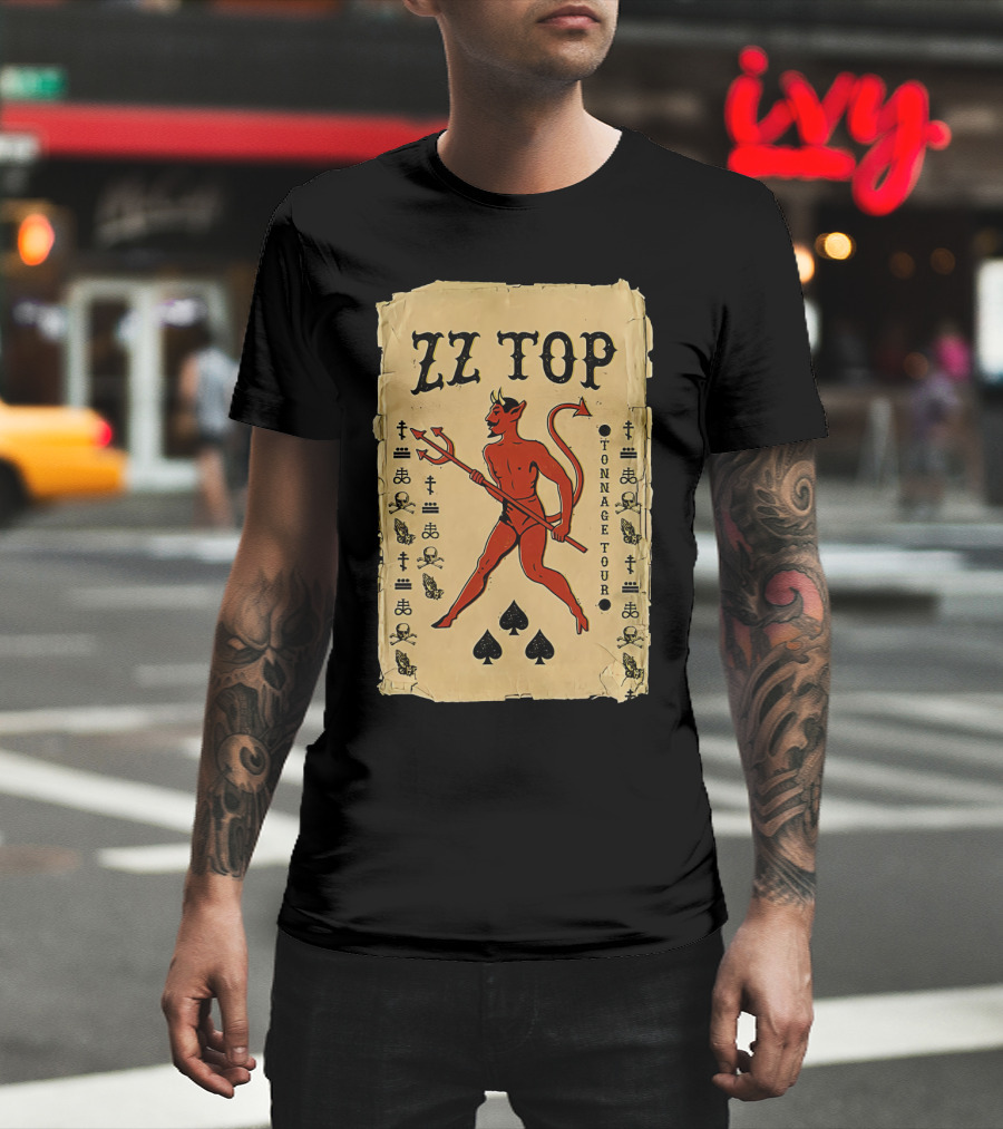 Zz Top Tonnage Tour Devil Playing Cards T-Shirt
