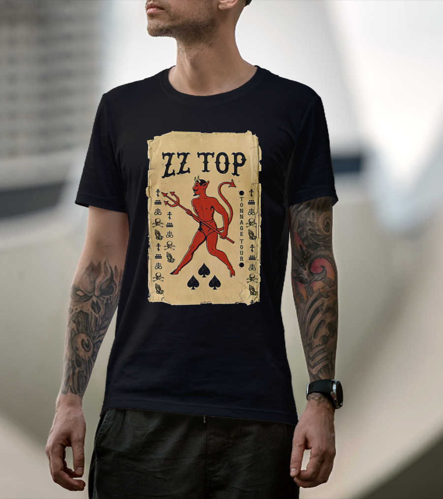 Zz Top Tonnage Tour Devil Playing Cards T-Shirt