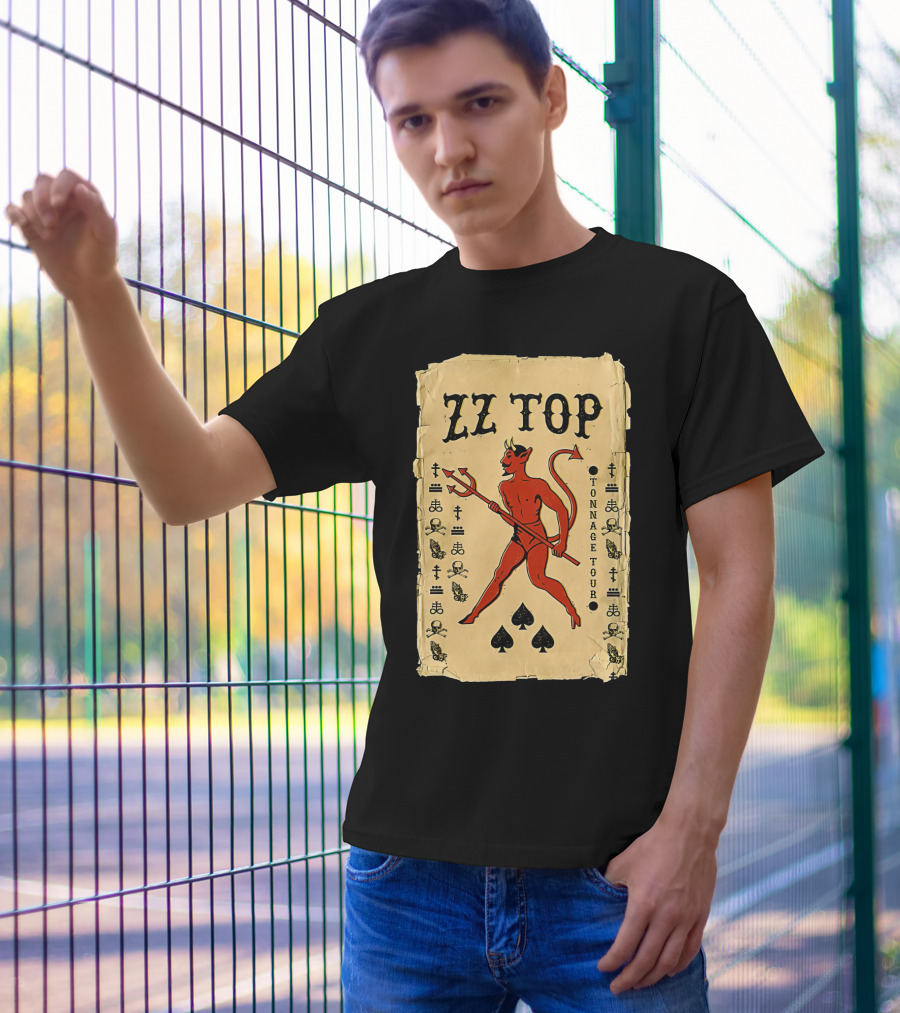 Zz Top Tonnage Tour Devil Playing Cards T-Shirt