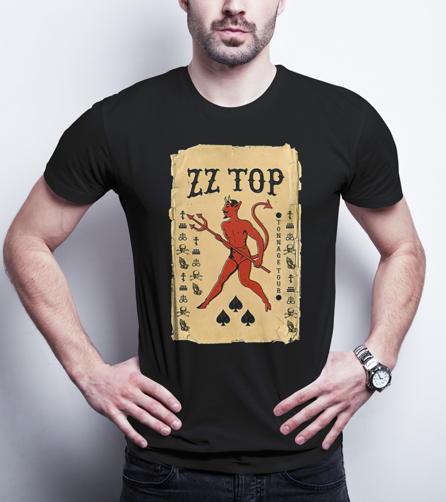Zz Top Tonnage Tour Devil Playing Cards T-Shirt