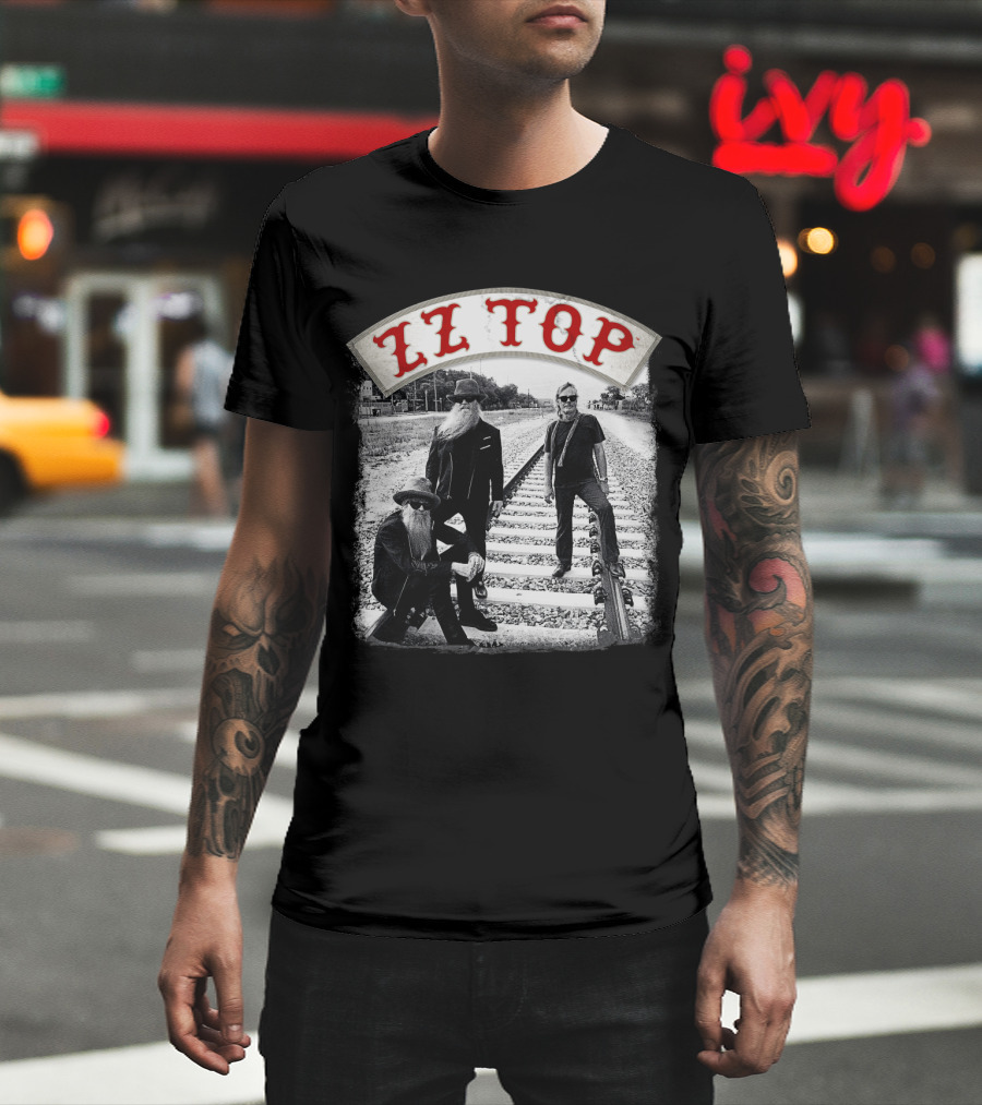 Zz Top Band On Railroad Tracks T-Shirt