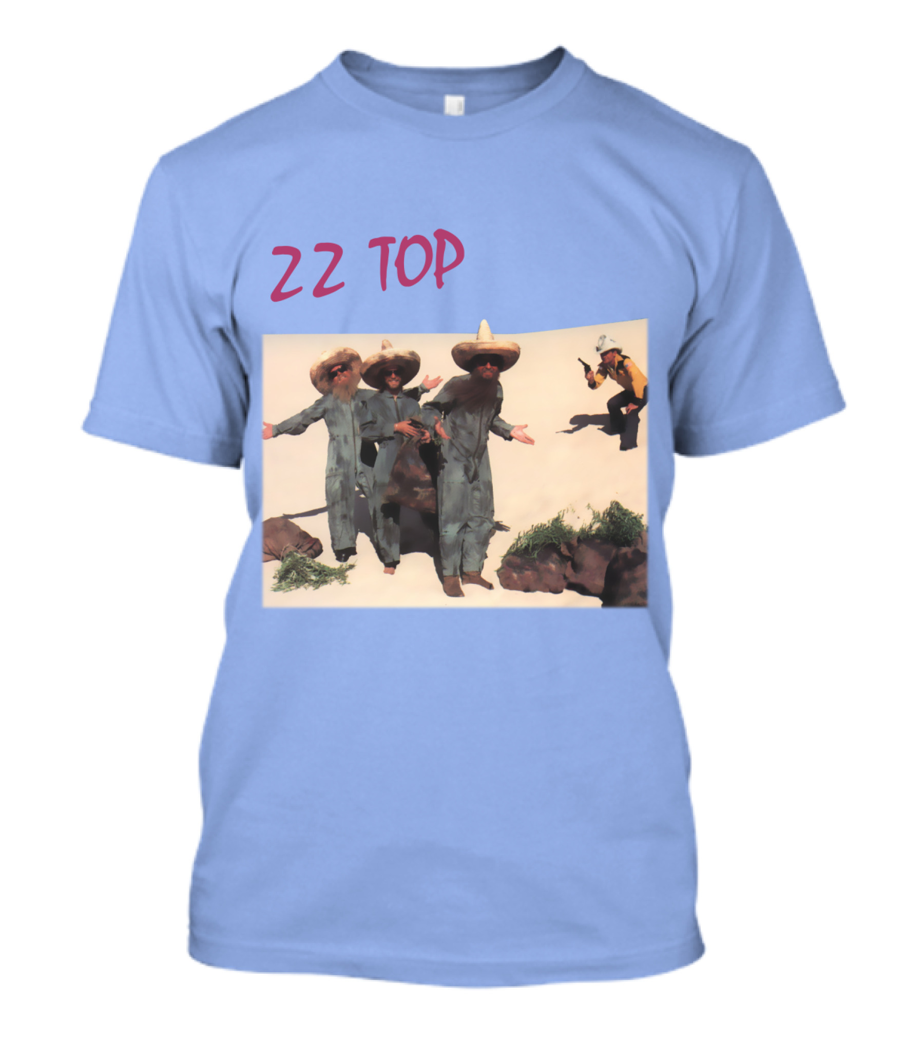 Zz Top Desert Photo Trio With Cowboy Hats And Guitar 자세히 보기 T-Shirt