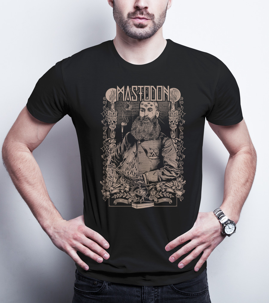 Mastodon Occult Bearded Figure With Candles And Skull T-Shirt