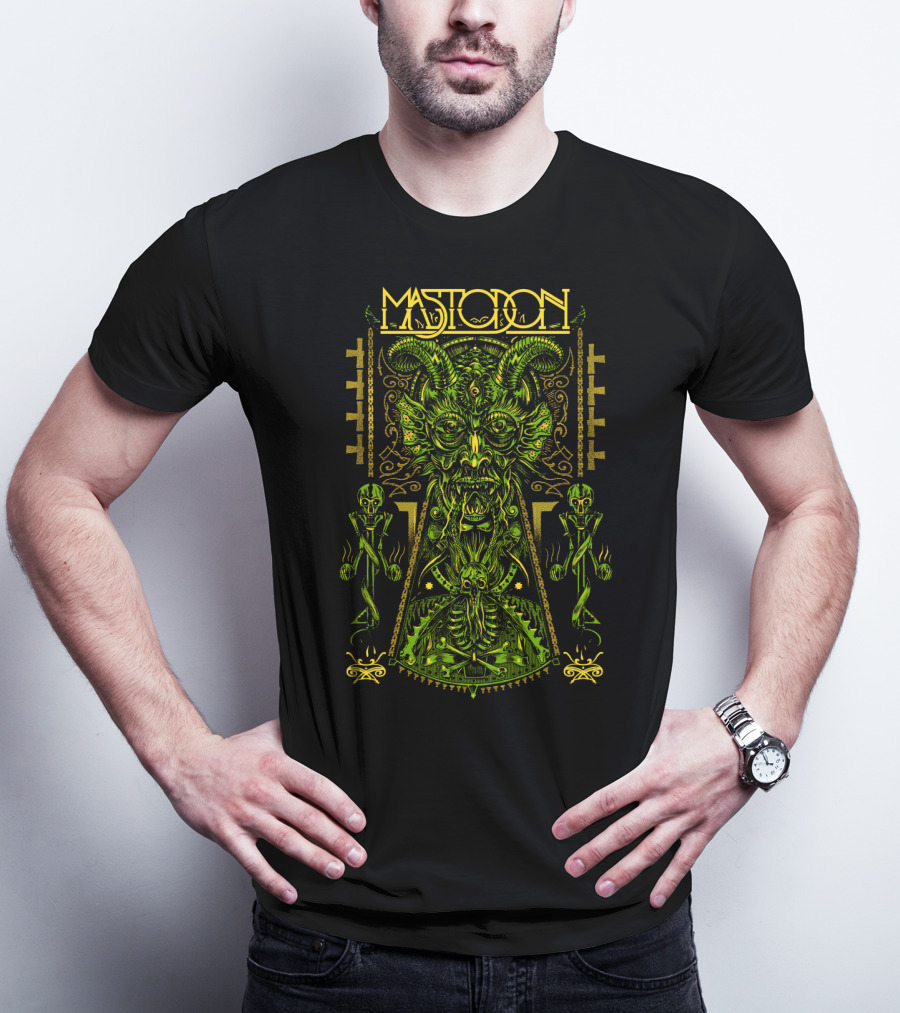 Mastodon Green Demonic Creature With Horns And Mystical T-Shirt