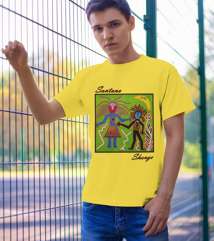 Santana Shango Colorful Tribal Art With Moon And Figures T-Shirt