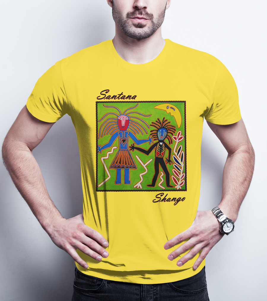 Santana Shango Colorful Tribal Art With Moon And Figures T-Shirt