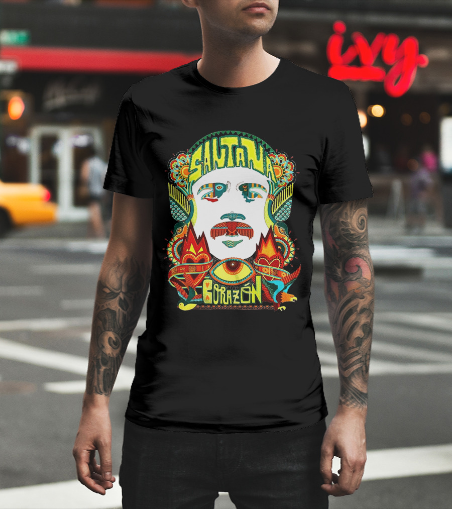 Santana Corazón Psychedelic Art Face T-Shirt